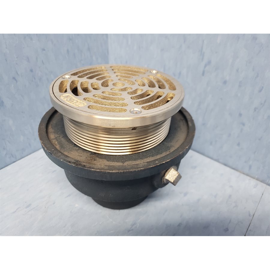 DRAIN DE PLANCHER ZURN 3'' MJ FONTE AVEC CREPINE EN BRONZE